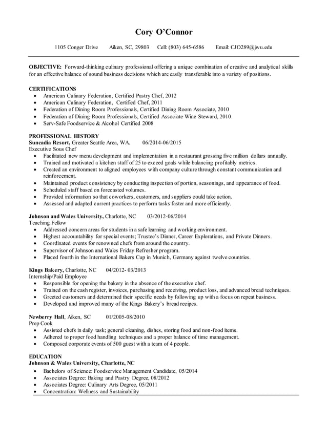 Cory O'Connor Updated Resume 2015 | DOCX
