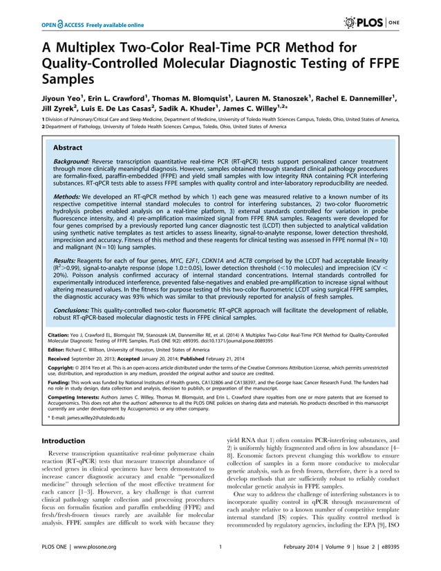 2014-Yeo-A Multiplex Two-Color Real-Time PCR Method(1) | PDF