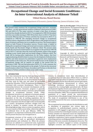 Occupational Change and Social Economic Conditions – An Inter ...