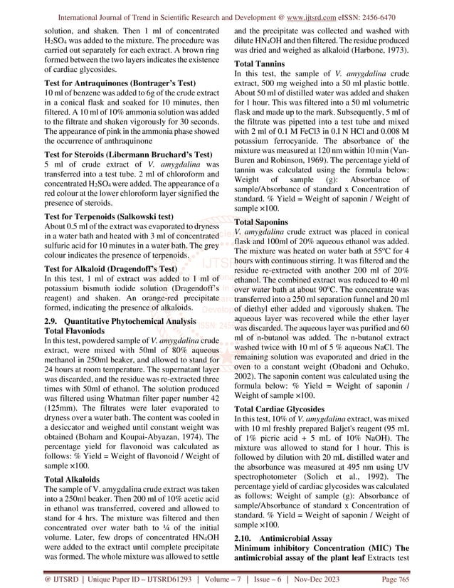 Phytochemical Screening and In Vitro Antibacterial Activities of the Ethanol Extract of Vernonia ...
