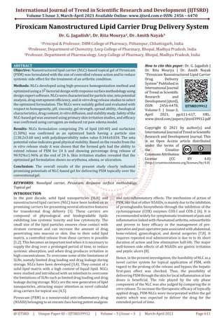 Piroxicam Nanostructured Lipid Carrier Drug Delivery System | PDF