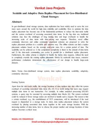 Scalable and adaptive data replica placement for geo distributed cloud storages | DOCX