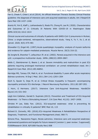 Covid-19: Intensive Care Acquired Weakness, A Possible Challenge in ...