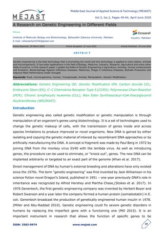 A Research on Genetic Engineering in Different Fields | PDF