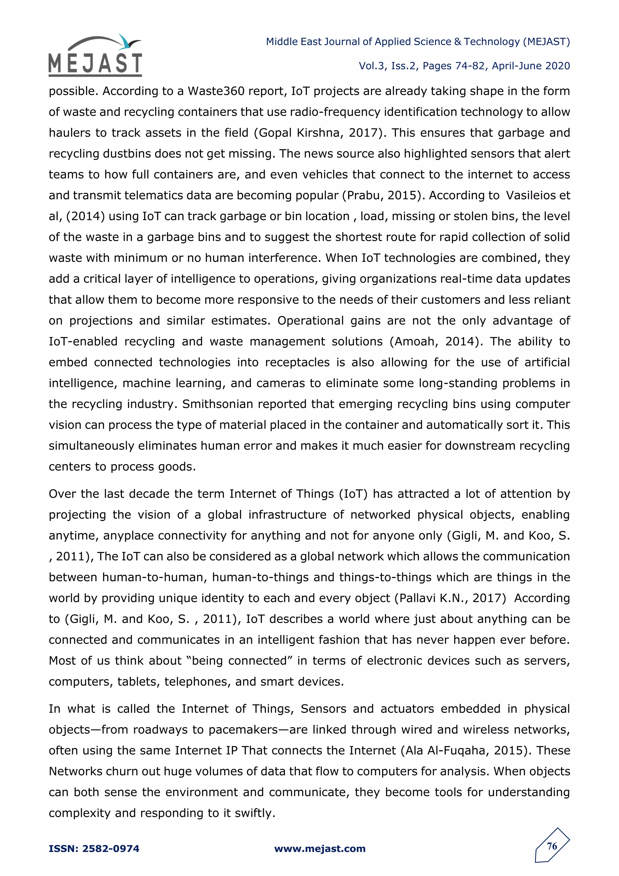 Smart Garbage Monitoring System using Internet of Things | PDF