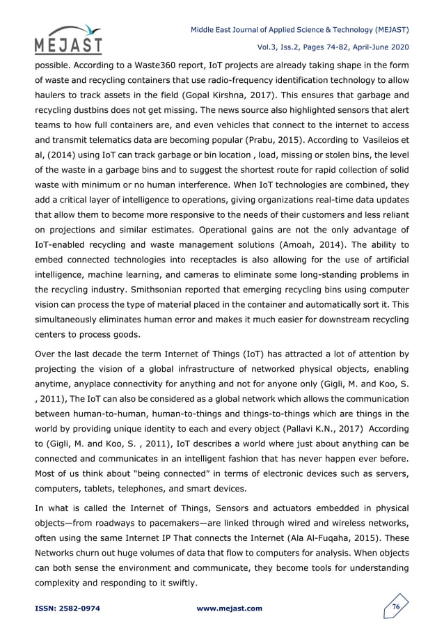 Smart Garbage Monitoring System using Internet of Things | PDF