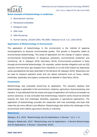 A Research on Importance of Biotechnology and Its Important ...