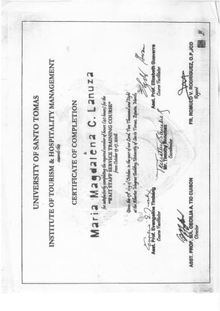 Certificate of Tourism & Hospitality | PDF
