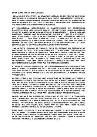 BRIEF SUMMARY OF BACKGROUND | DOCX | Business | Business and Finance