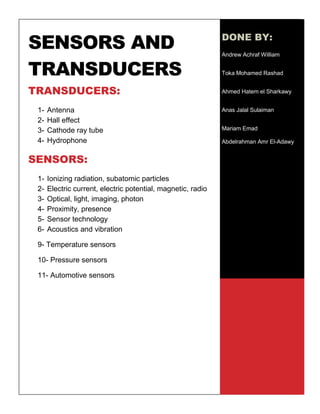 Sensors VS Transducers | PDF | Physics | Science