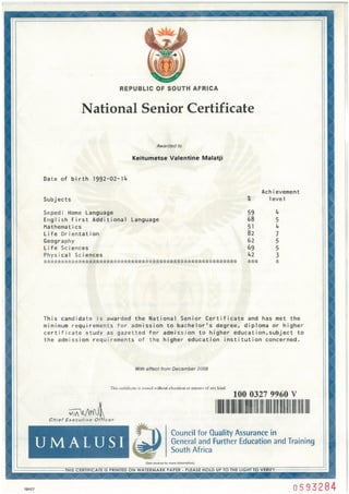 MATRIC CERTIFICATE | PDF