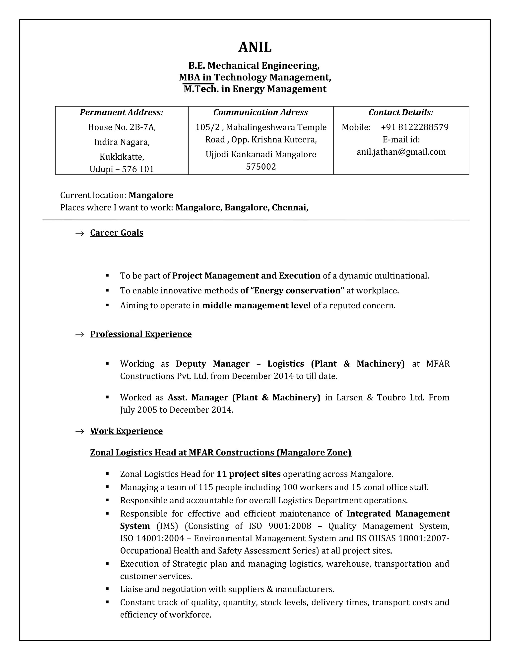 Anil Resume updated | PDF