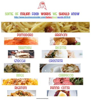 Words To Describe Italian Food