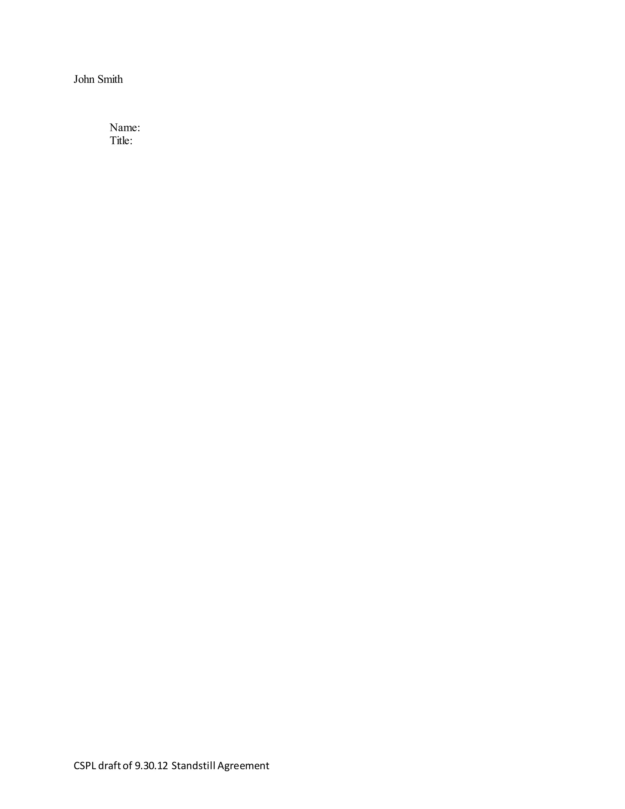 Standstill Writing Sample | DOCX