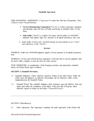 Standstill Writing Sample | PDF