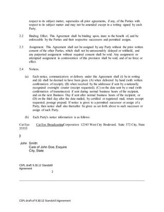 Standstill Writing Sample | PDF