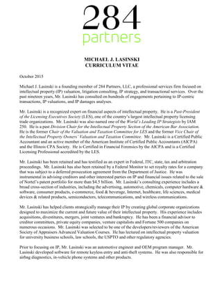 Michael Lasinski CV - October 2015 | PDF