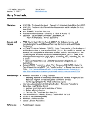 Mary Dimataris - Resume | PDF