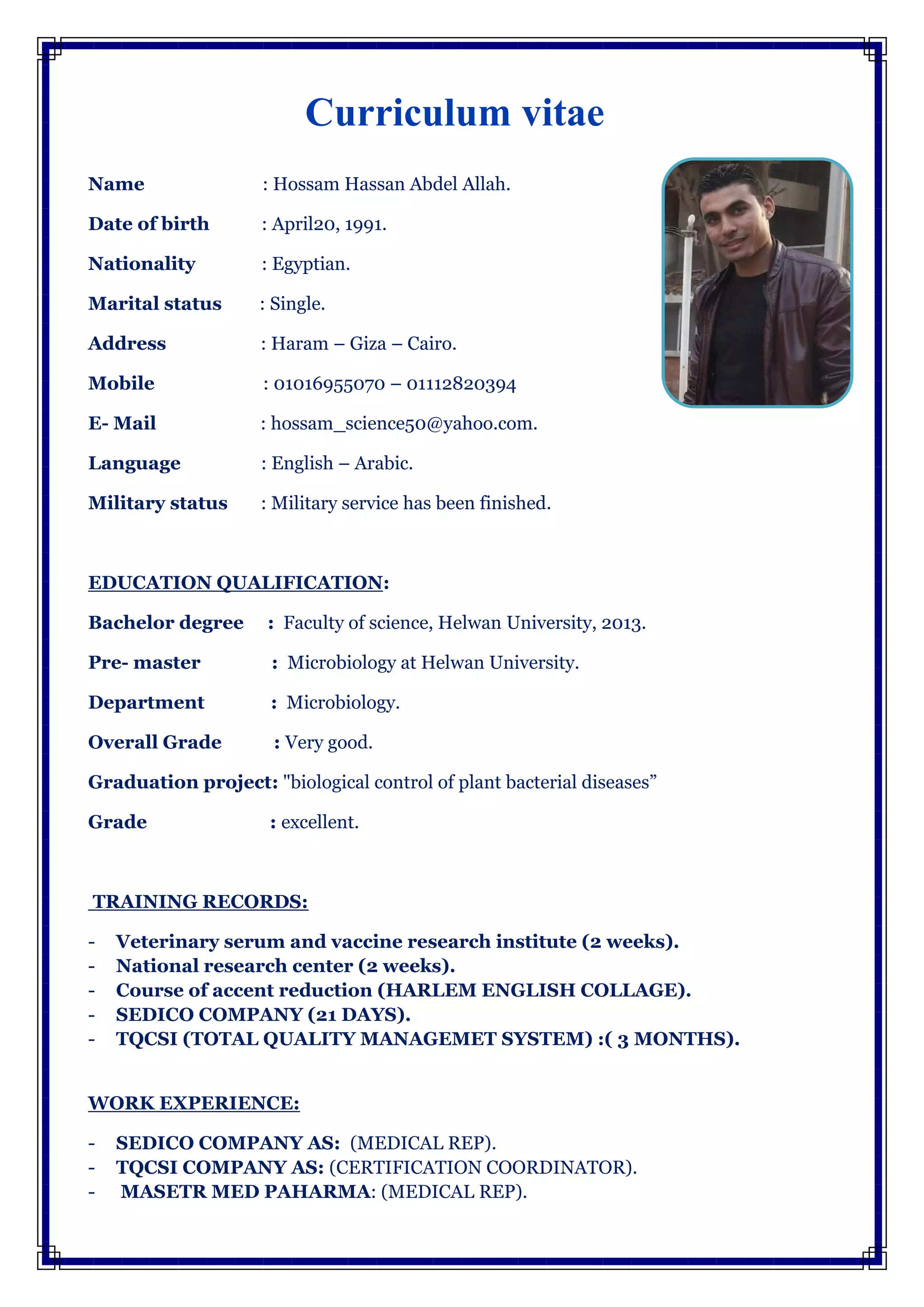 Curriculum vitae hossam | PDF