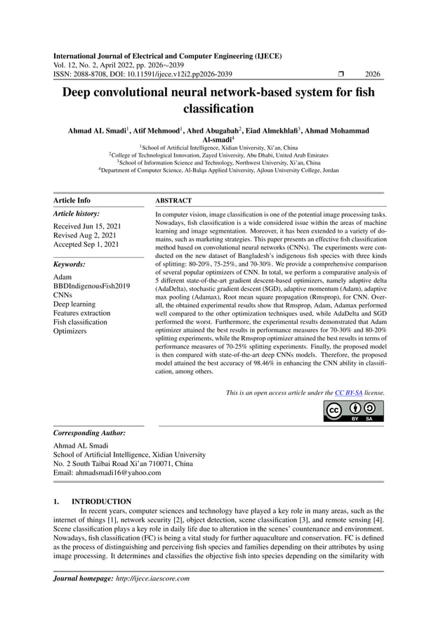 Deep convolutional neural network-based system for fish classification | PDF