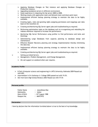 Santhosh Kumar sql server dba | PDF