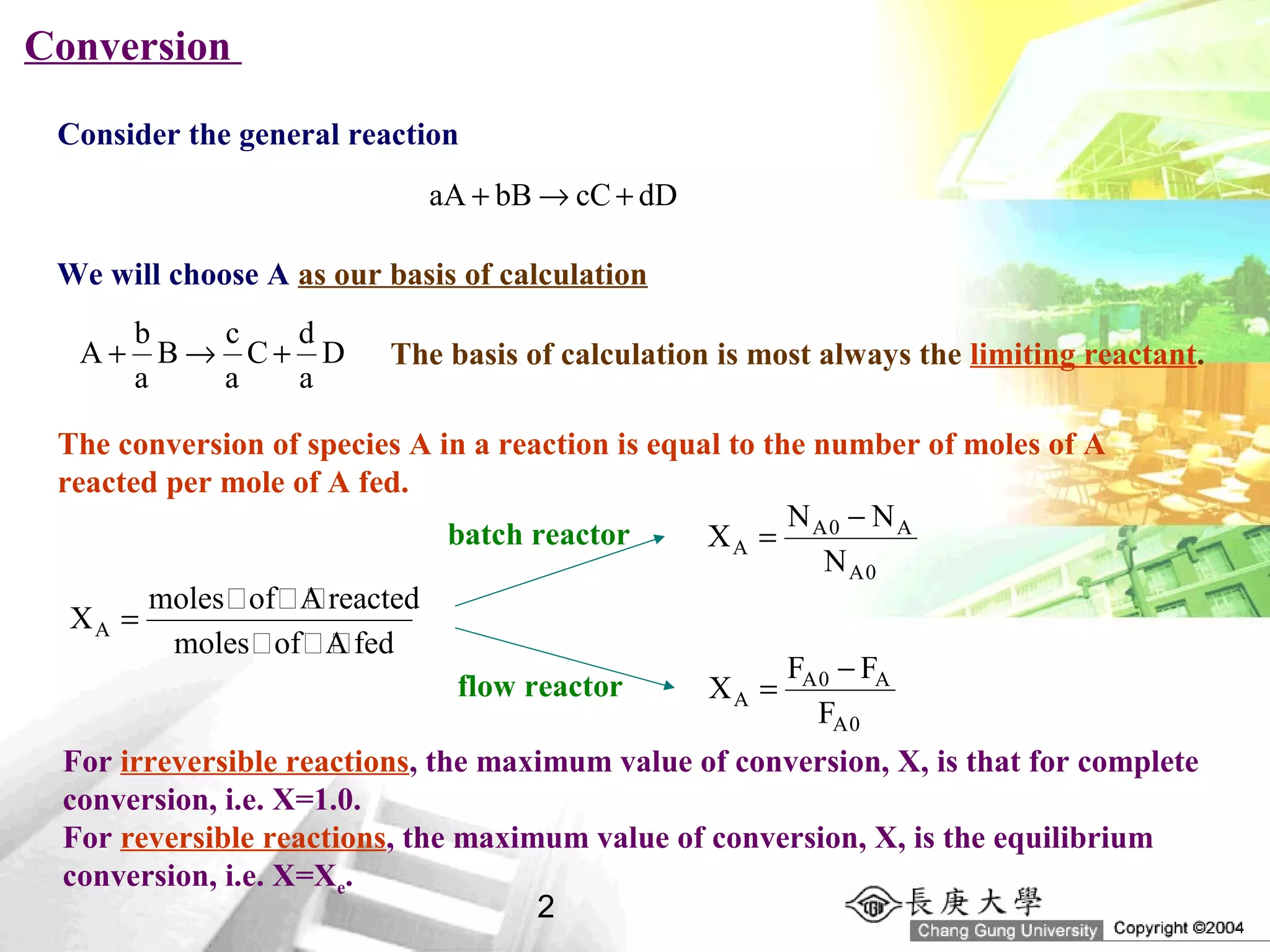 conversion and reactor sizing | PPT