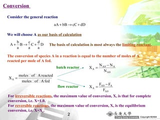 conversion and reactor sizing | PPT