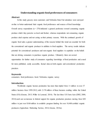 Understanding Organic Food Preferences of Consumers2 | PDF