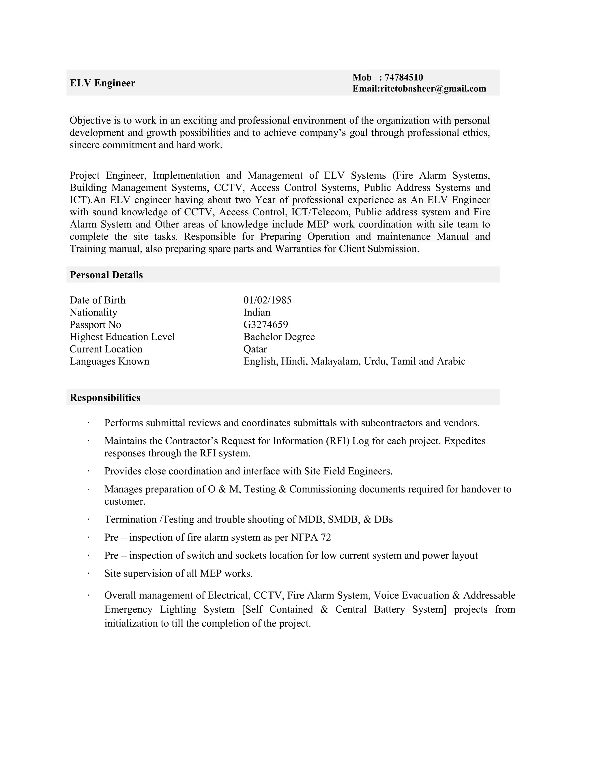 ELV Engineer | DOC