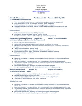 Allison L Sanborn Resume | PDF