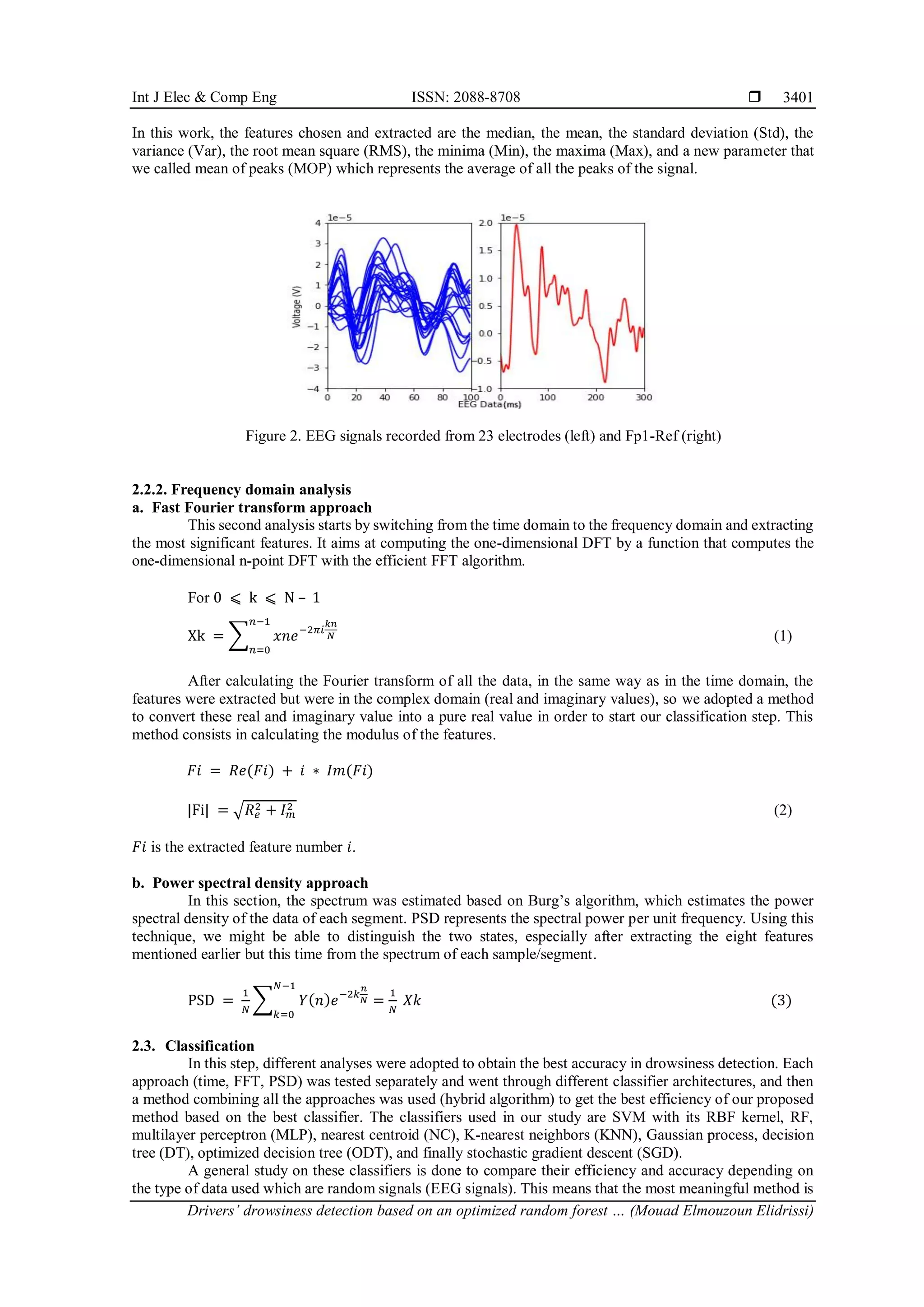 Drivers Drowsiness Detection Based On An Optimized Random Forest Classification And Single