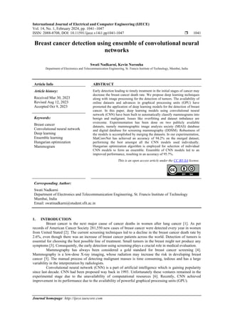 Breast cancer detection using ensemble of convolutional neural networks ...