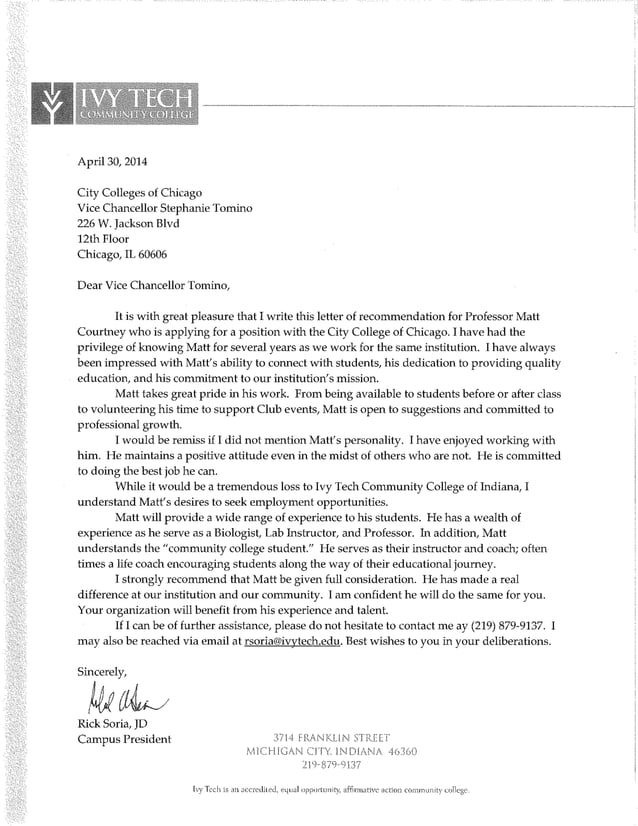 M Courtney - Letter of Recommendation | PDF