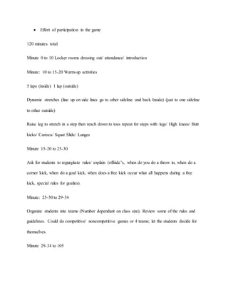 Unit Soccer lesson plan day 3 beginner | DOCX