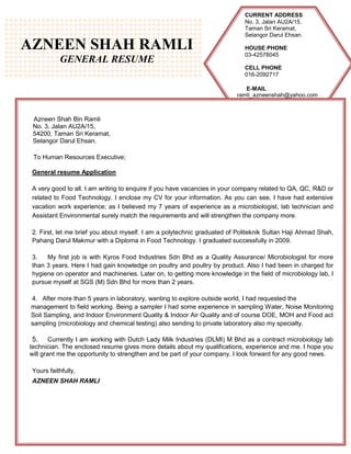General resume Azneen Shah | PDF
