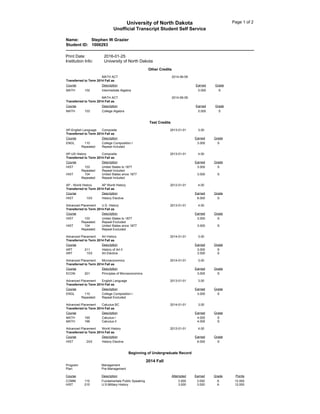 Spring 2016 Unofficial Transcript | PDF