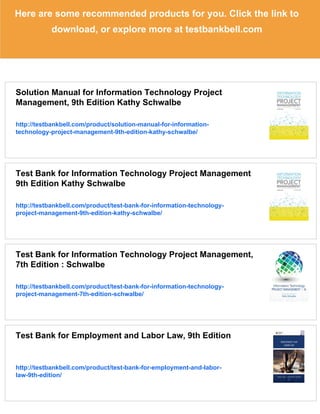 Information Technology Project Management 7th Edition Kathy Schwalbe ...