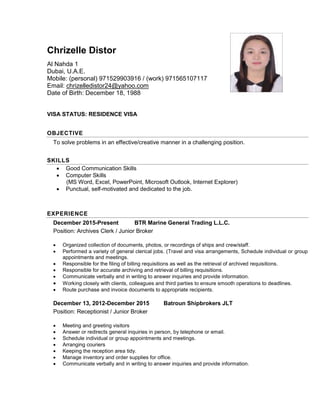 Cv_Chrizelle_Distor | PDF