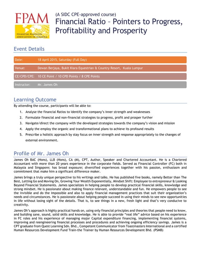 FINANCIAL RATIO - POINTERS TO PROGRESS, PROFITABILITY AND PROSPERITY (1) | PDF