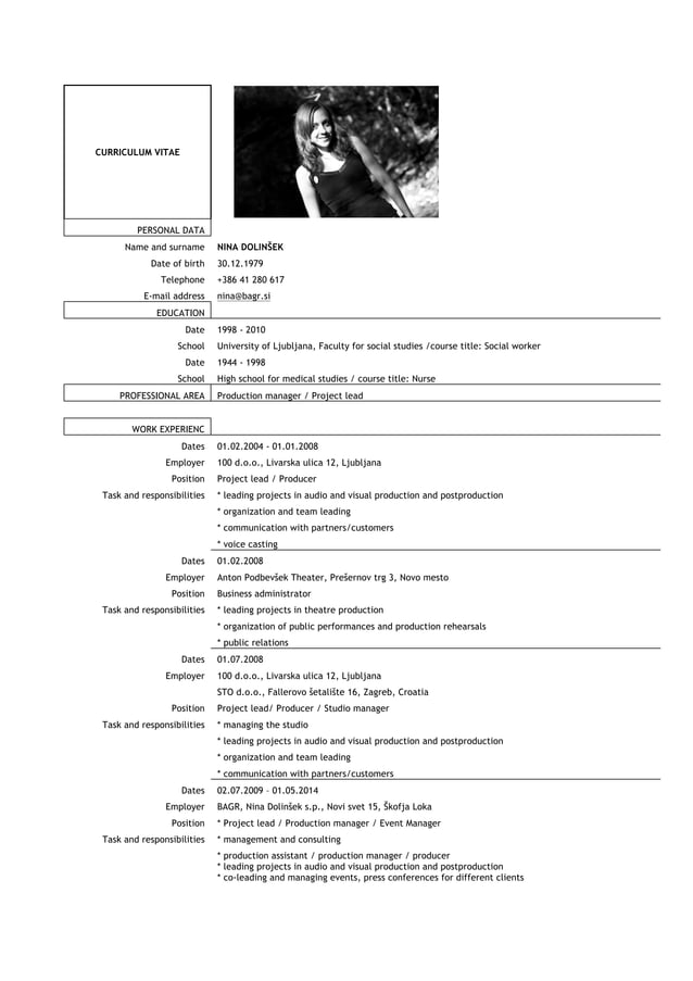 Nina Dolinsek_CV_ENG | PDF