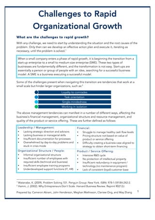 SCI White Paper-Challenges to Rapid Growth | PDF
