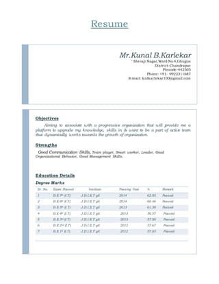 Kunal Resume | DOCX | Technology & Computing