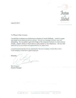 Letter of Recommendation - A&M | PDF