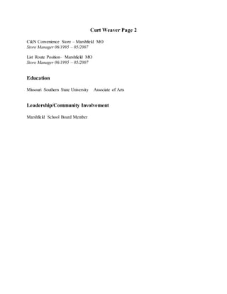 CURT WEAVER SKILLS (BASIC) | PDF