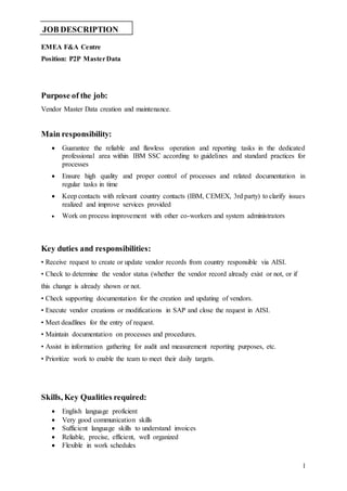 MASTER DATA responsibilities | DOCX