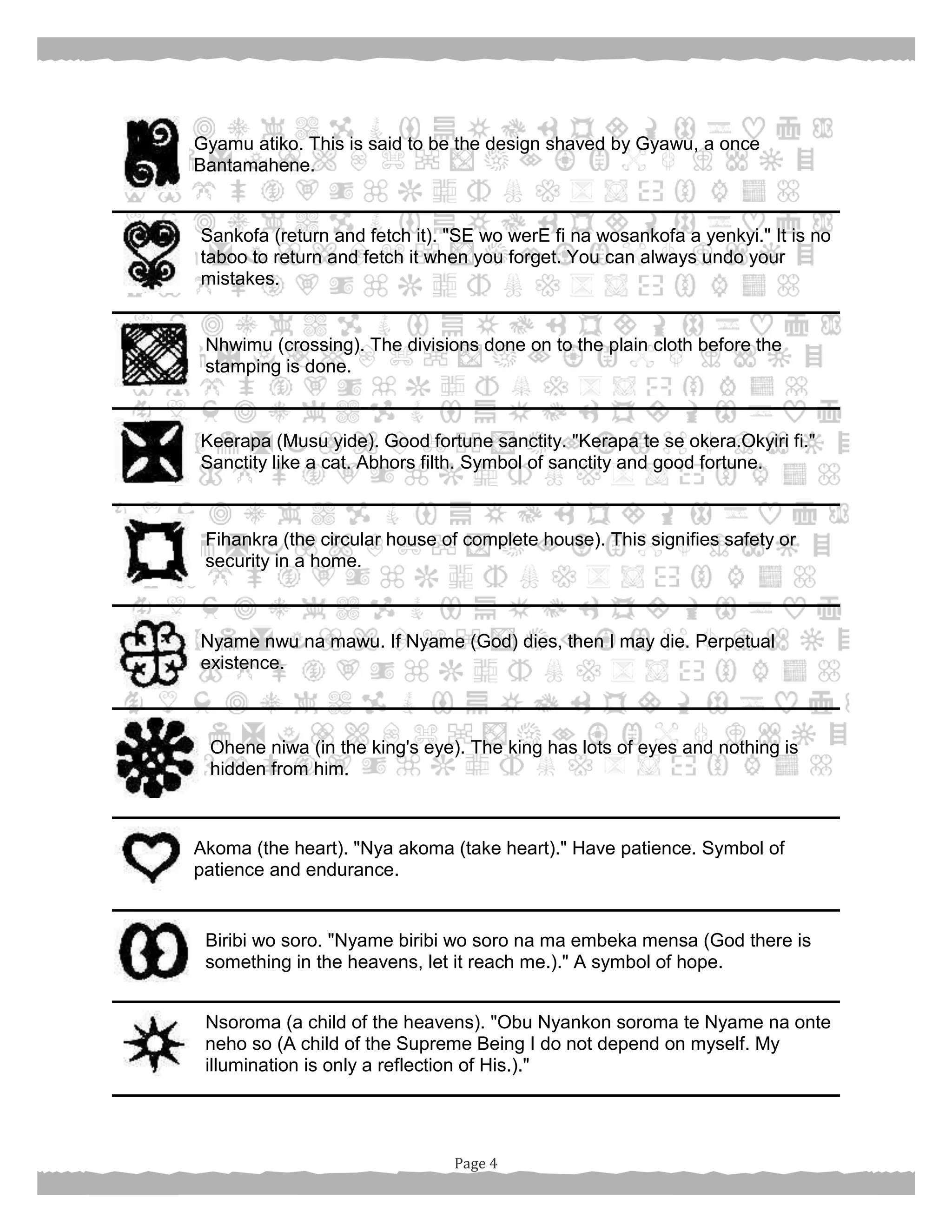 Adinkra Symbols| A New Afrikan Aphorist Collection | PDF