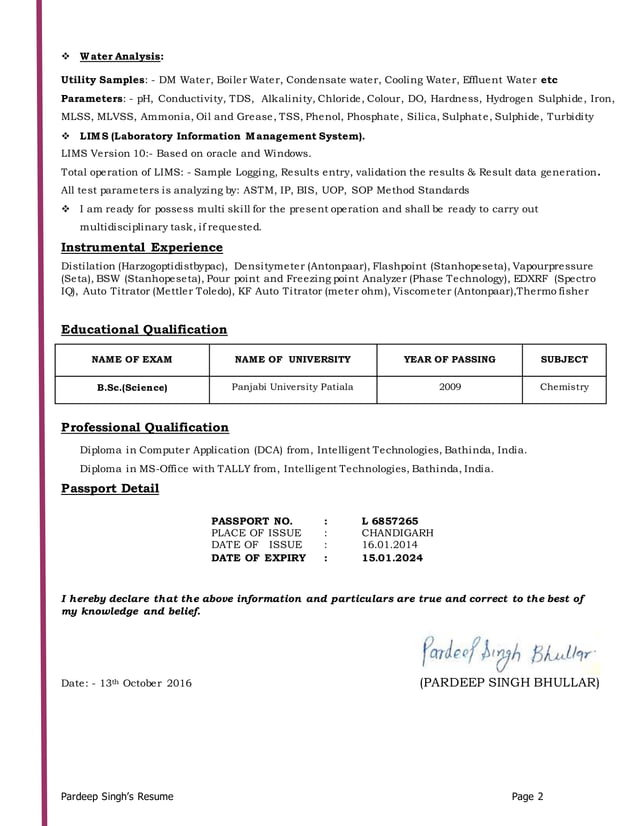 PARDEEP SINGH LAB CHEMIST Fuchs oil | PDF