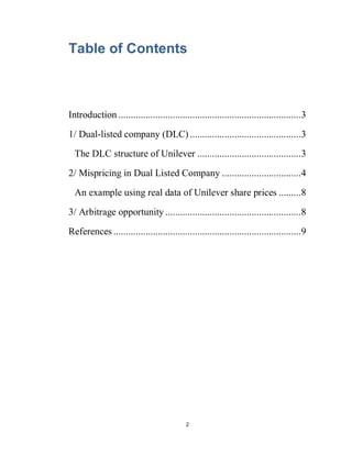 Mispricing at DLC - The case of Unilever | PDF
