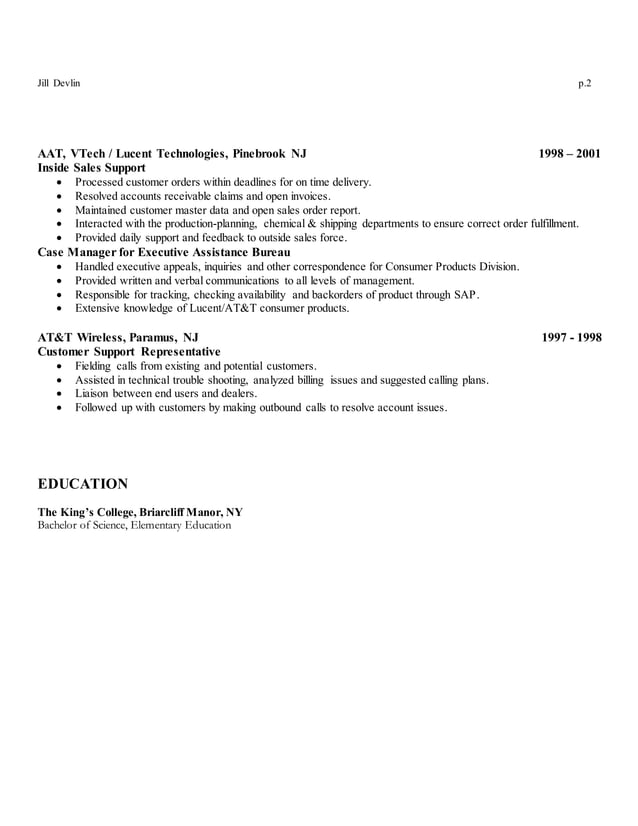 Jill Devlin Resume | DOCX | Manufacturing Industry | Industries