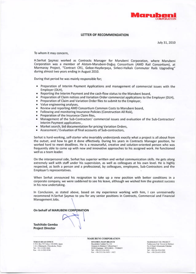 Marubeni reference letter | PDF